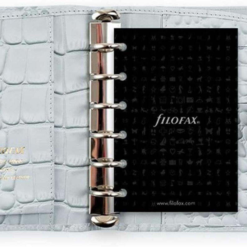 Filofax Classic Croc Pocket Silver Mist Leather Organizer Agenda ...