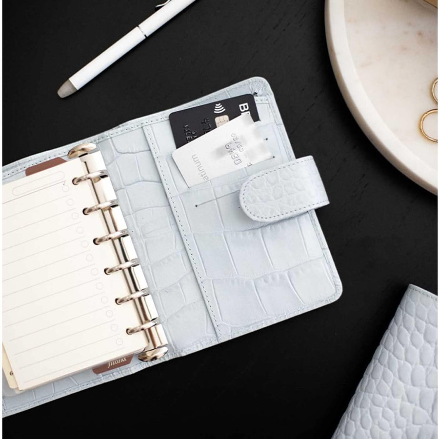 Filofax Classic Croc Pocket Silver Mist Leather Organizer Agenda ...