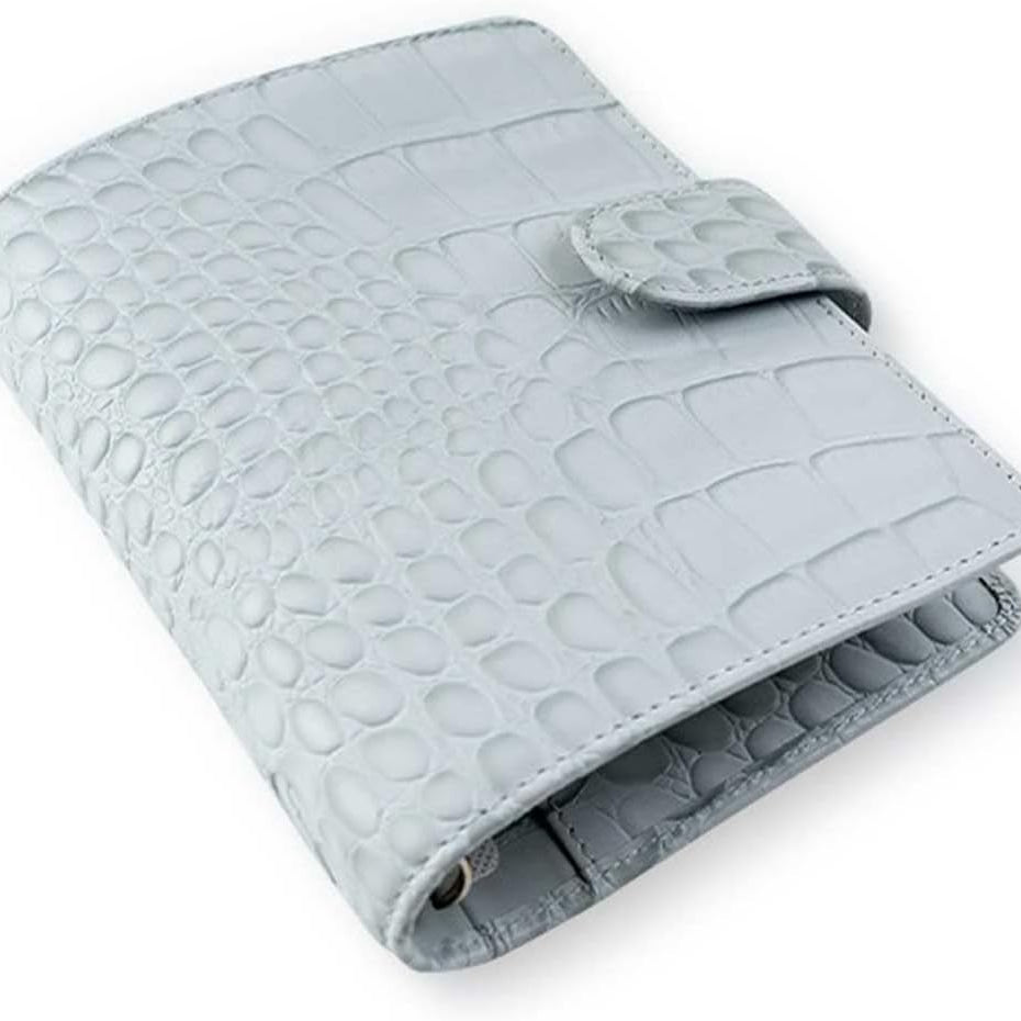 Filofax Classic Croc Pocket Silver Mist Leather Organizer Agenda ...