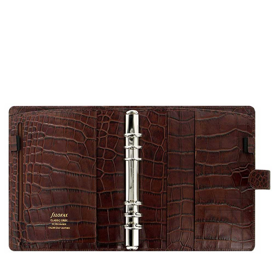 Filofax Classic Croc Print A5 Chestnut Leather Organizer Agenda 2025-2 ...