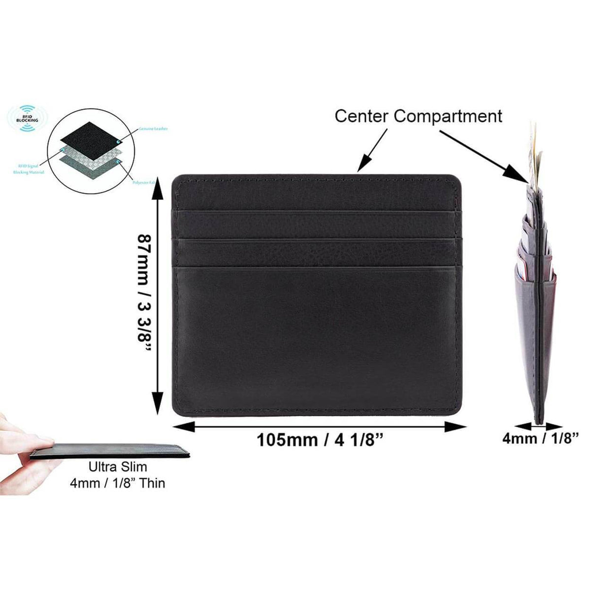 Ultra Slim Mens Leather Credit Card Holder Wallet - DiLoro Leather