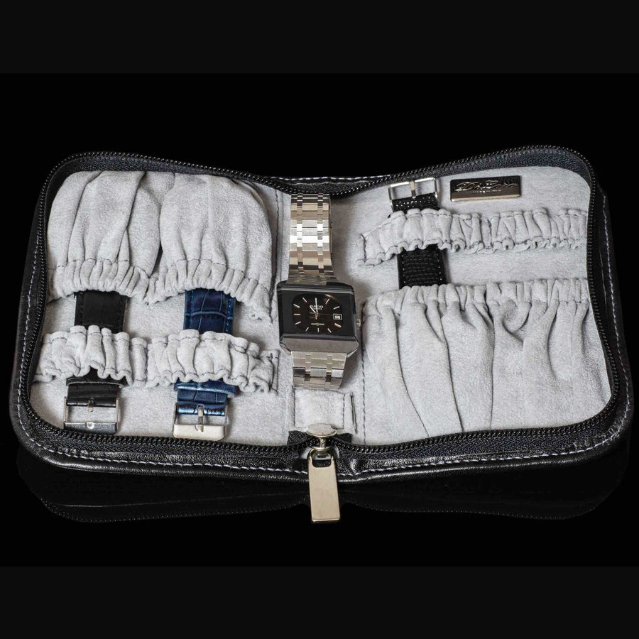 Zippered Italian Leather Travel Four (4) Watch Case - On Sale - DiLoro ...