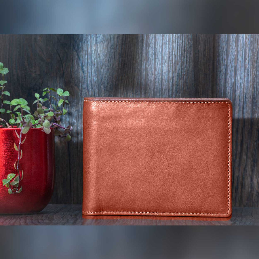 DiLoro Men's Bifold Leather Wallet Bugatti Tan - DiLoro Leather
